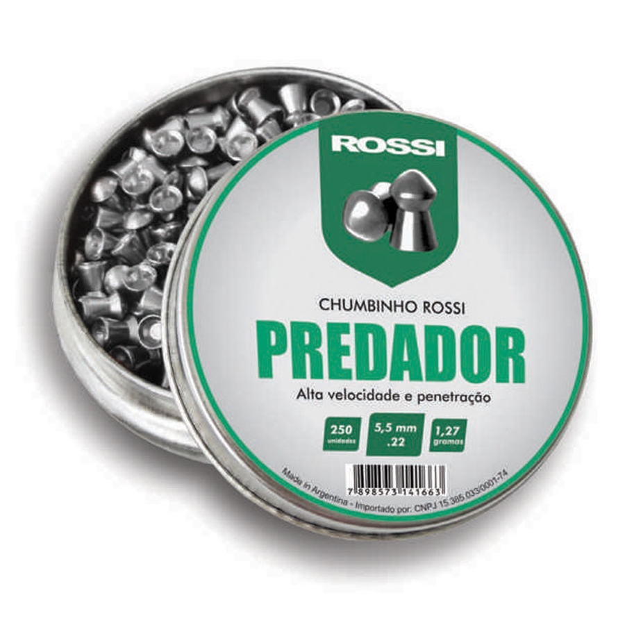 Chumbinho Rossi Predator Cobreado Calibre 5,5mm - 250 UN
