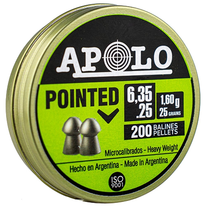 Chumbinho Apolo Pointed 6.35mm 200UN - Casa da Carabina