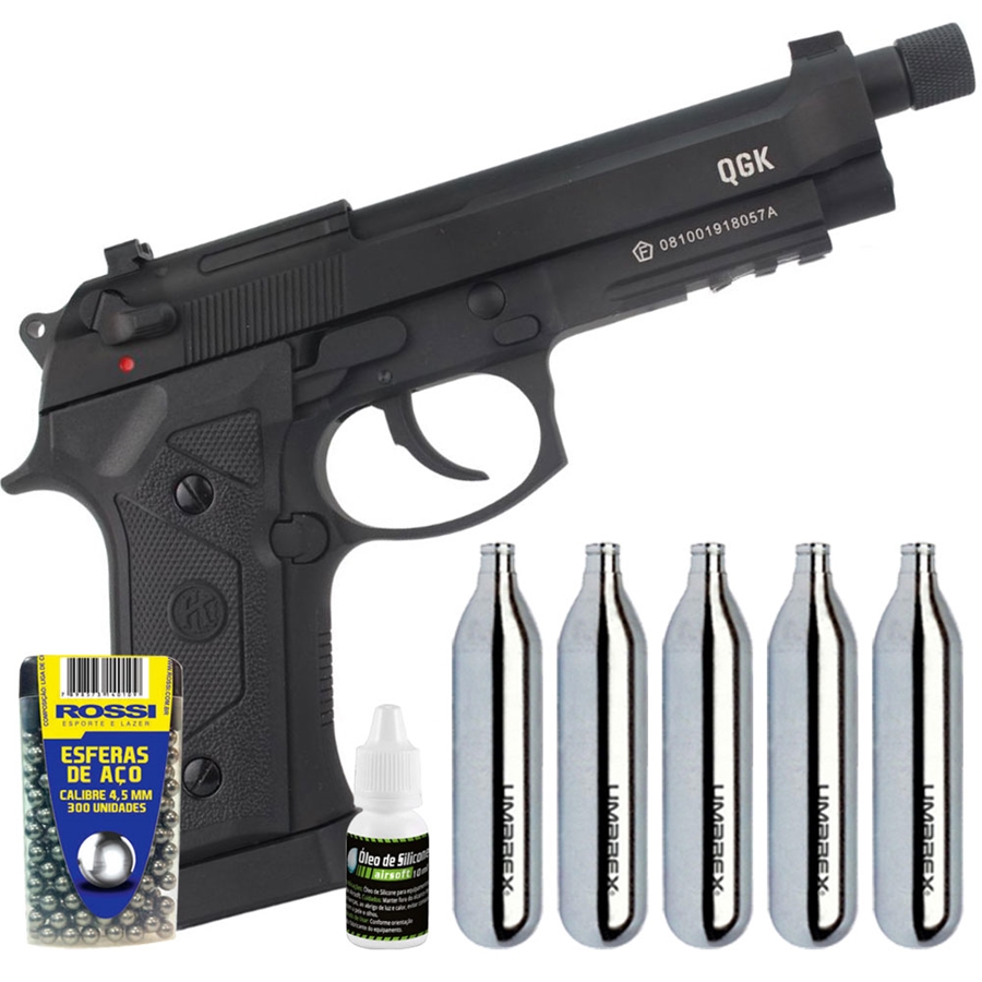 Pistola CO2 Beretta M9 A3 Full Metal Blow Back 4.5 + 05 CO2 e Esferas