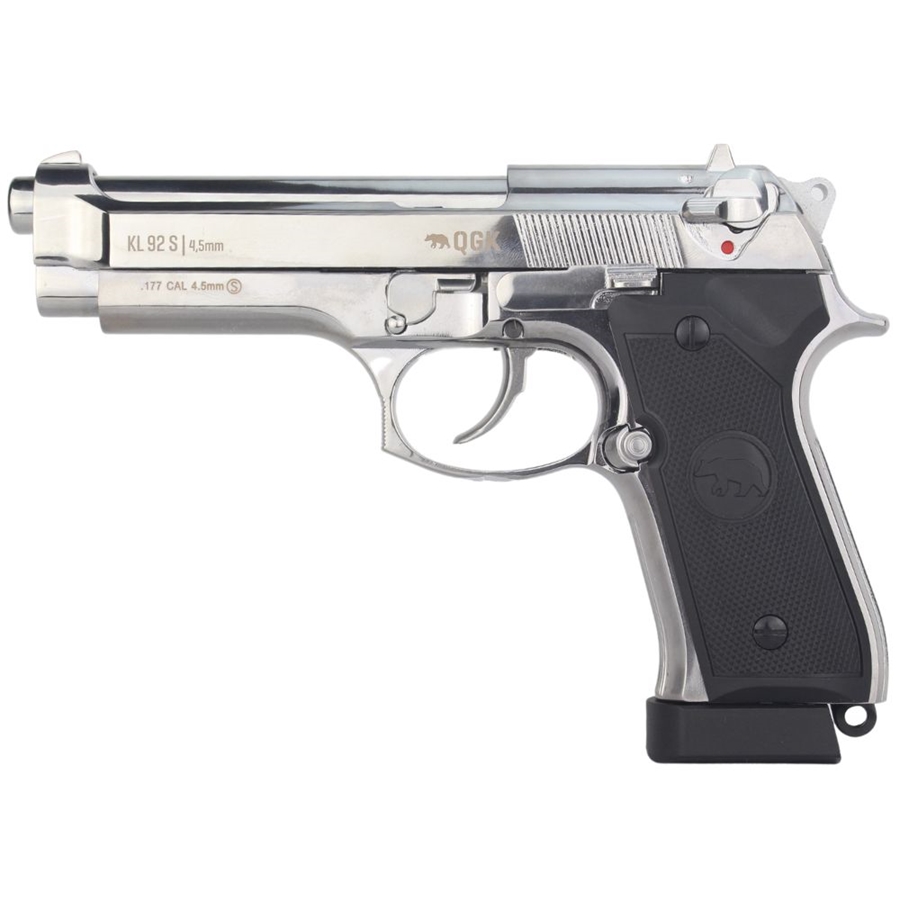 Pistola CO2 M92 Cromada Full Metal Blow Back 4.5mm + CO2 e Esferas