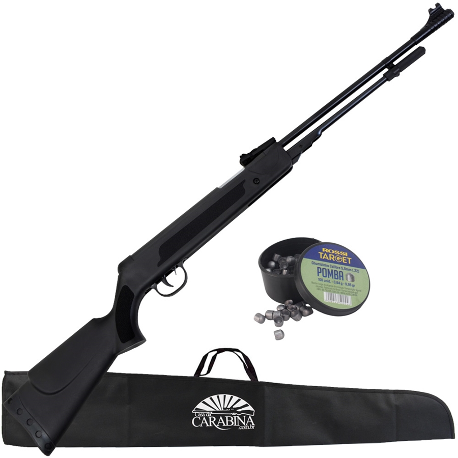 Carabina de Pressão Spring Black 5.5mm + Capa e Chumbinho
