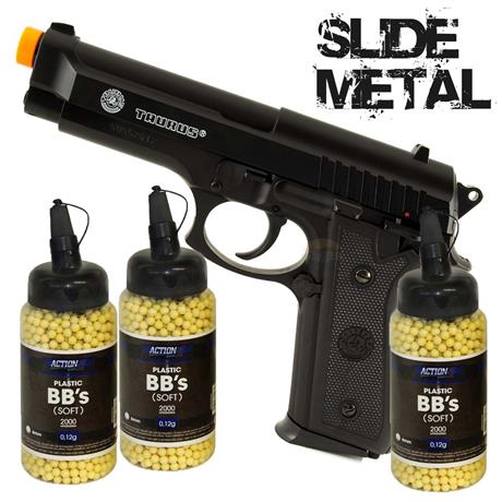 Pistola Airsoft Taurus PT92 com Slide Metal + 6000 BBS