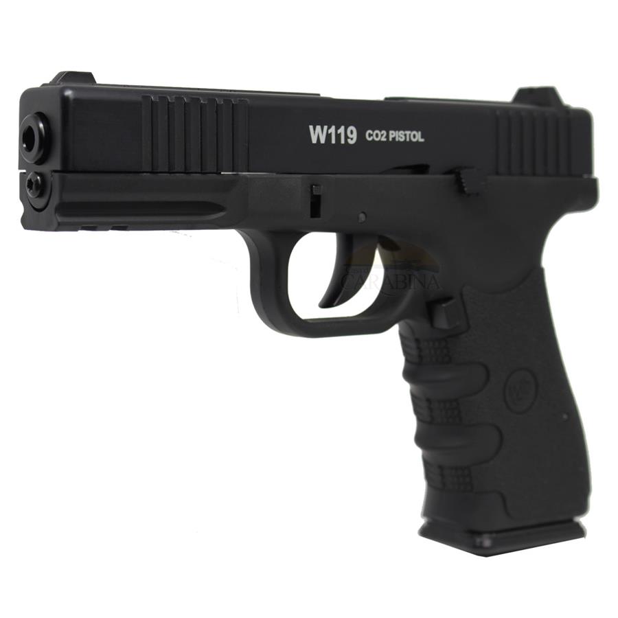Pistola de Pressão CO2 W119 4.5 Slide Metal com Blow Back